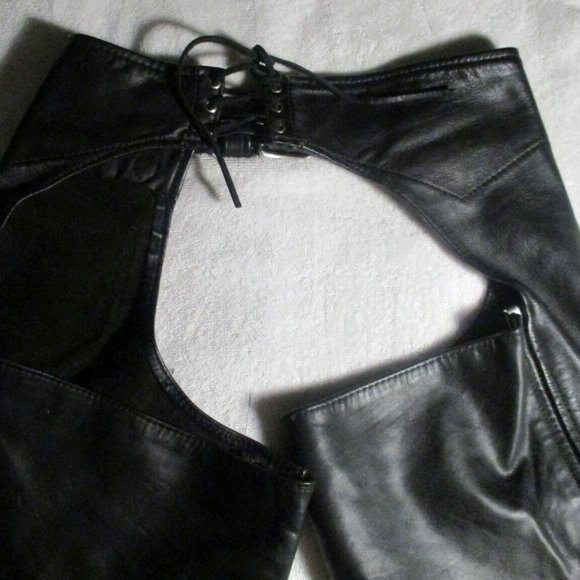 Jeans | Mens Black Leather Chaps With Legs Snaps And Zippers | Poshmark